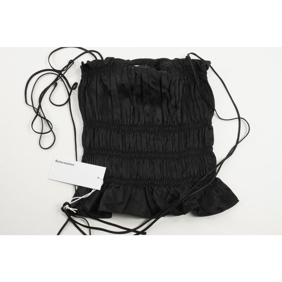 Reformation | Tops | New Reformation 0 Silk Women Xs Black Tiered ...